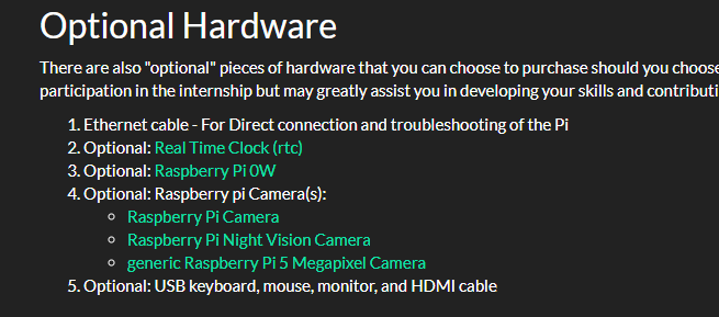 Adding video link for setting up Raspberry Pi in section 5 of Optional Hardware with keyboard ...