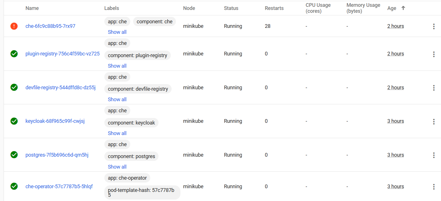 Che-server fails to bootstrap on minikube · Issue #15069 · eclipse-che/che · GitHub