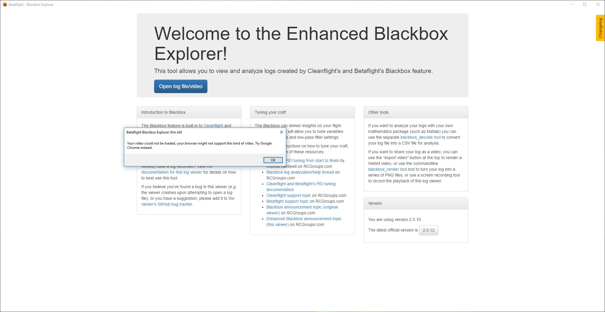 Cant Open Log On Standalone Explorer · Issue 102 · Betaflightblackbox Log Viewer · Github