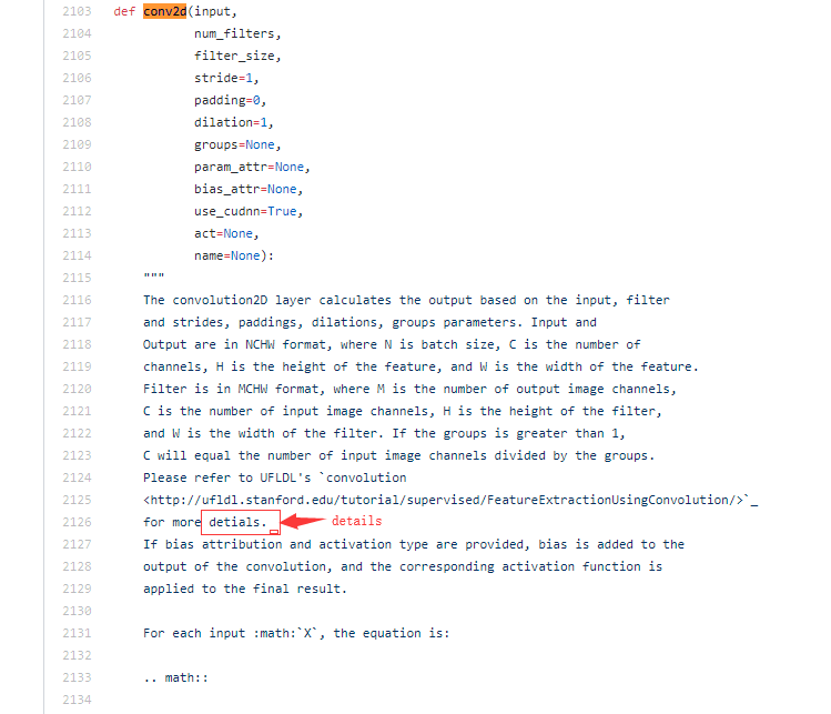 conv2d函数说明中英文错误 · Issue #19150 · PaddlePaddle/Paddle · GitHub