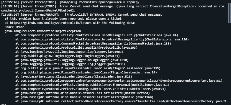 [ProtocolLib] INTERNAL ERROR: Cannot send chat message. · Issue #1823 · dmulloy2/ProtocolLib ...