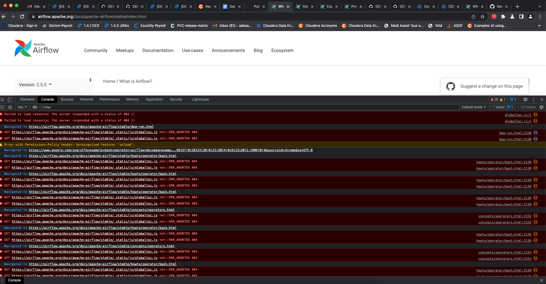 Docs Site Making Request To Globaltocjs But It Doesnt Exist · Issue 713 · Apacheairflow Site 8018