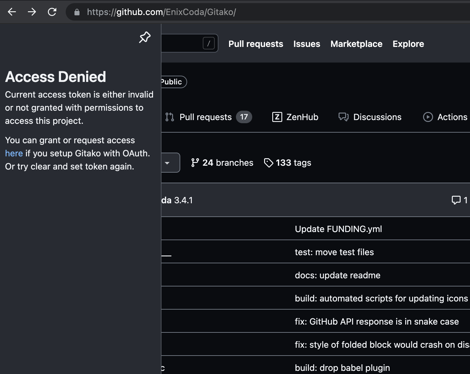 Bug Neither Oauth Nor Personal Access Token Work Even On Public Repos · Issue 178 · Enixcoda