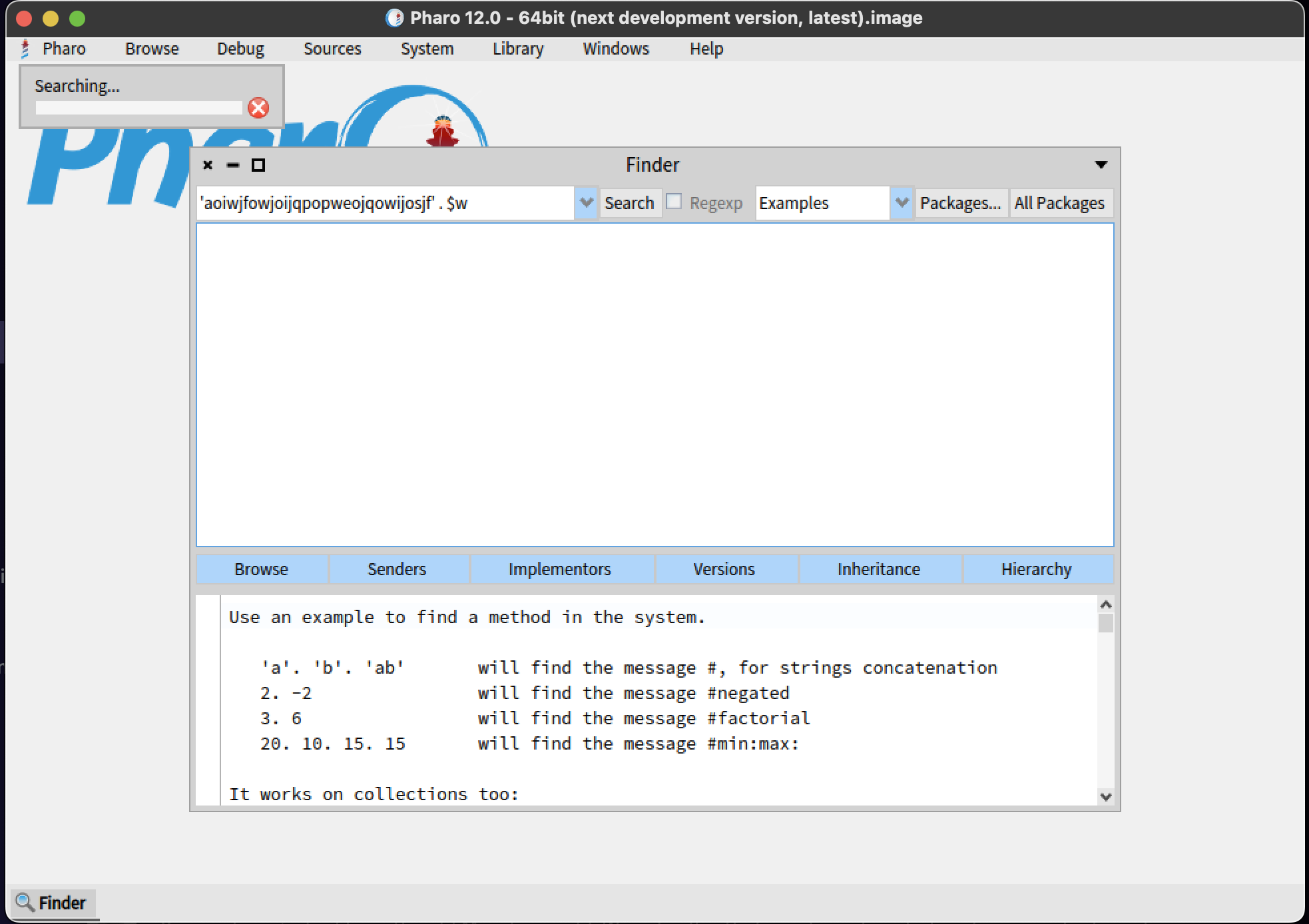 Certain Finder searches hang entire application/image · Issue #13153 · pharo-project/pharo · GitHub
