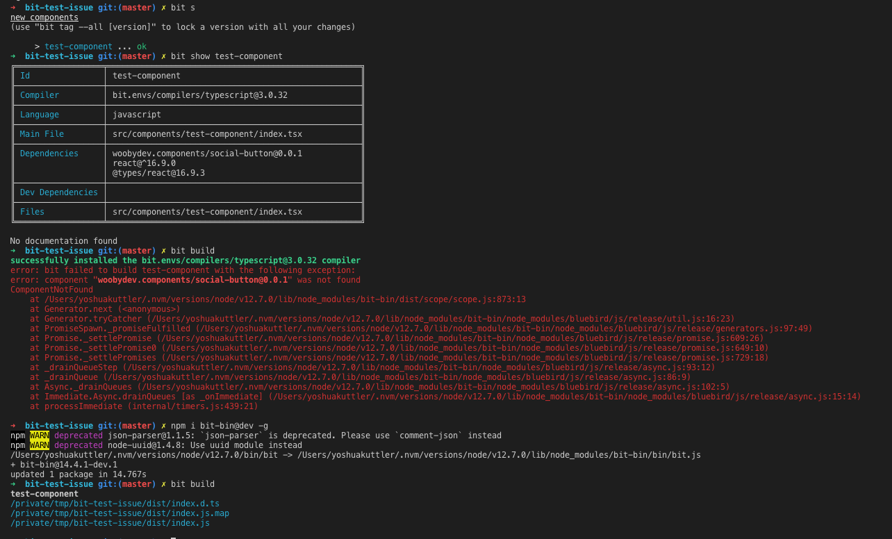 Bit build fails when the component imports another bit component from npm or yarn · Issue #2017 ...