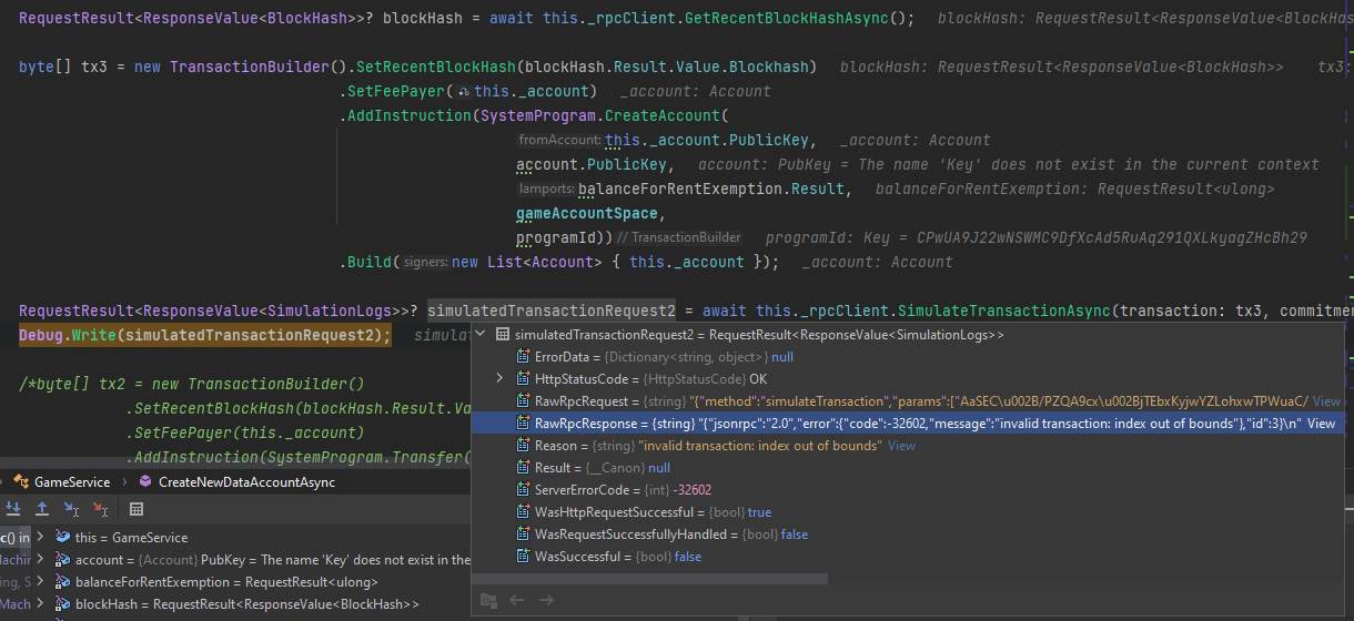 [Bug] Creating data account for program returns error -32602 invalid ...
