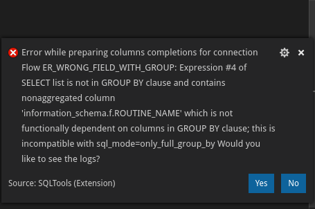 Can not connect to to database with only_full_group_by error · Issue ...