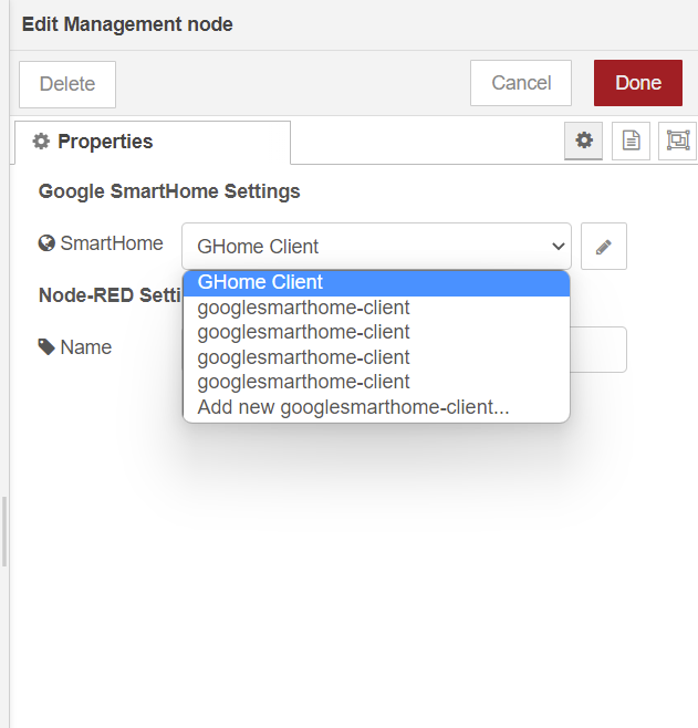 "GoogleSmartHome: Node-RED is using HTTPS but no local http port was defined, local execution ...