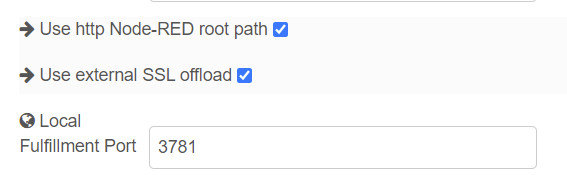 "GoogleSmartHome: Node-RED is using HTTPS but no local http port was defined, local execution ...