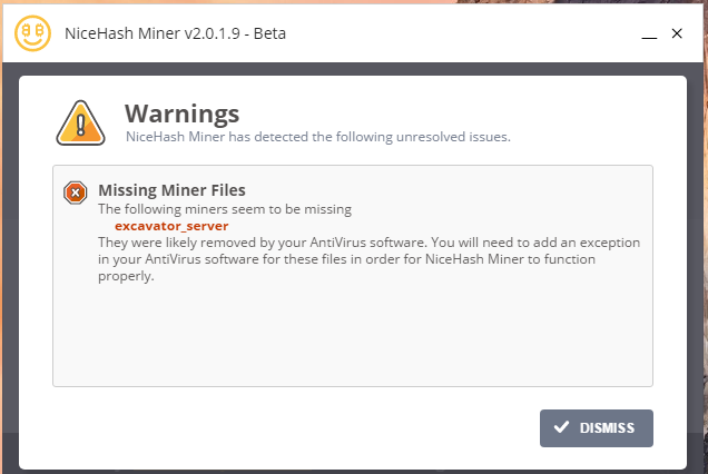 Missing Miner Files _excavator_server · Issue #1456 · nicehash/NiceHashMiner-Archived · GitHub