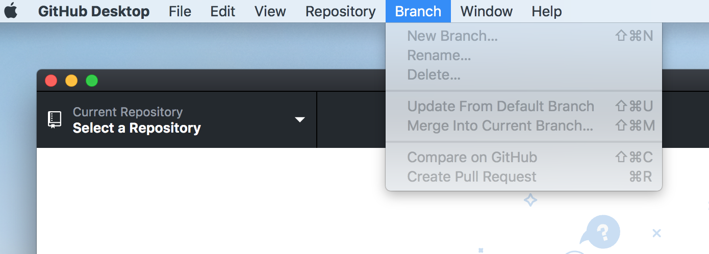 New Branch menu option showing despite no repos · Issue #3029 · desktop/desktop · GitHub