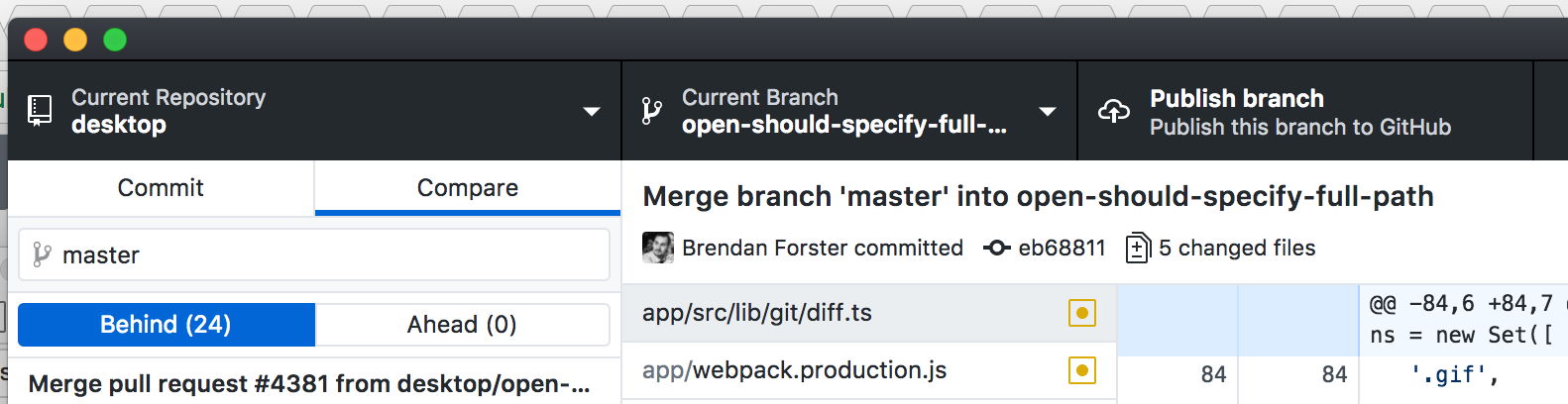 RFC: comparing a PR branch after it's been merged · Issue #4597 ...