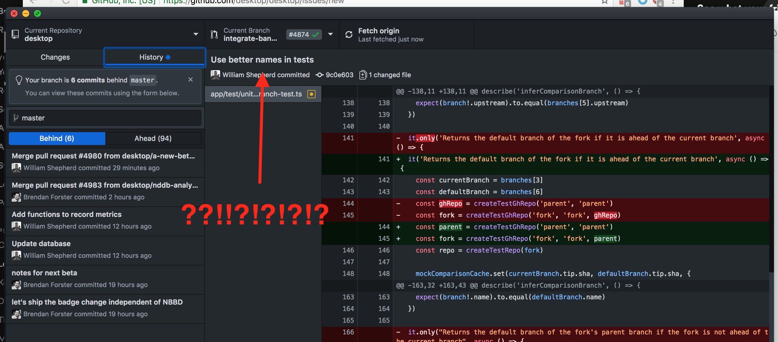 selected commit not kept in sync with compare tab state · Issue #4985 ...