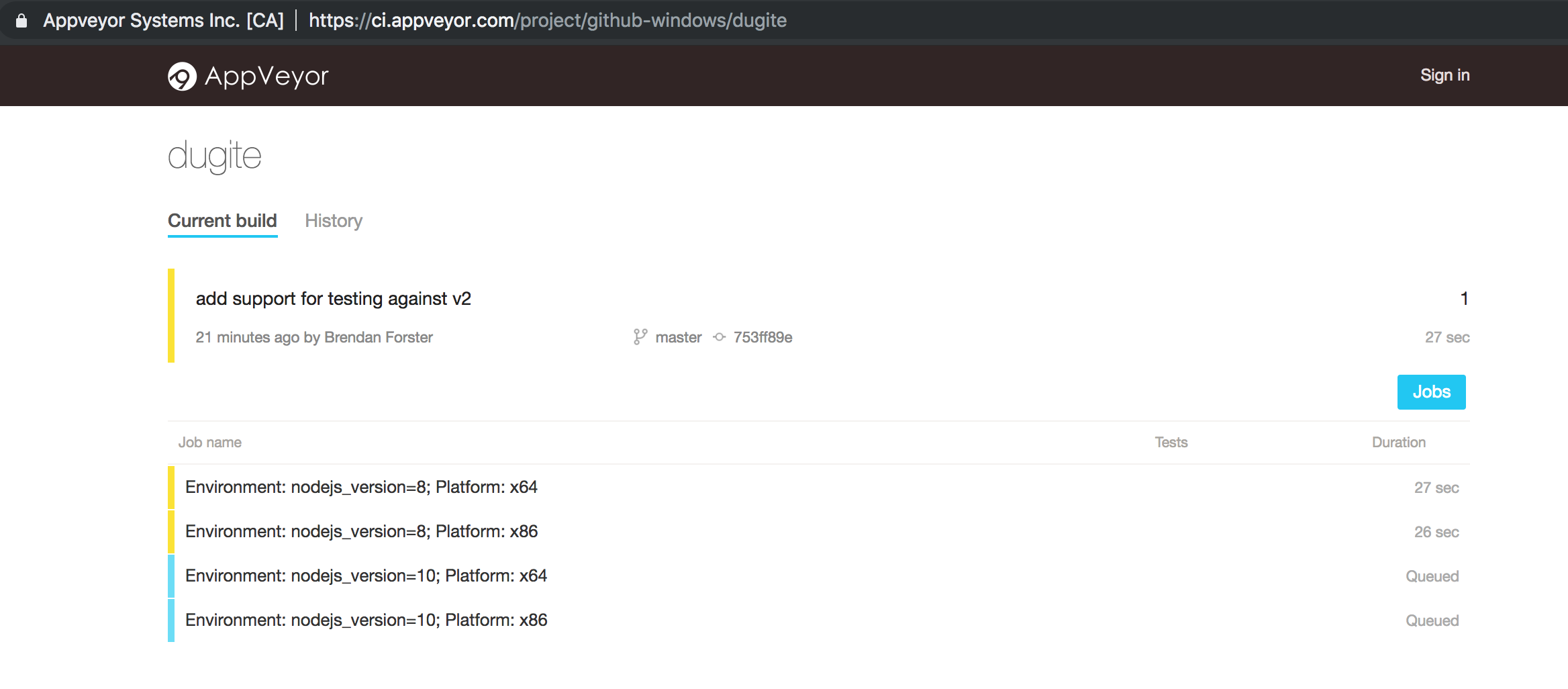appveyor commit status links go to inaccessible project · Issue #168 ...