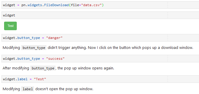 Update the filename attribute of a FileDownload widget · Issue #1236 · holoviz/panel · GitHub