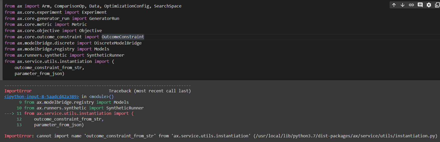 Import Error Cannot Import Name Outcome Constraint From Str From Ax