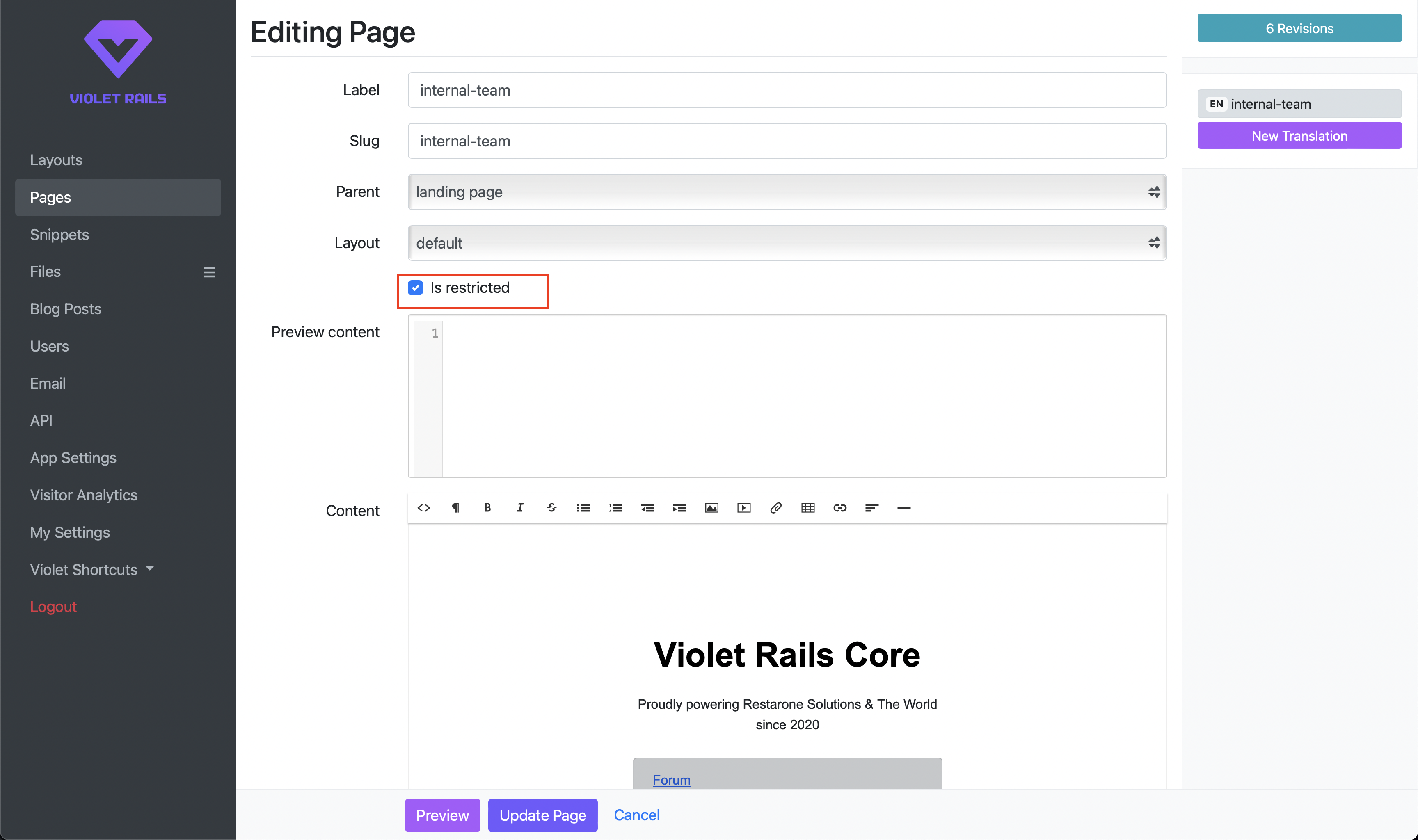 add visibility rules to CMS pages · Issue #1293 · restarone/violet_rails · GitHub