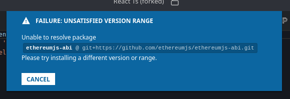 Failure: Unsatisfied version range · Issue #942 · stackblitz/core · GitHub
