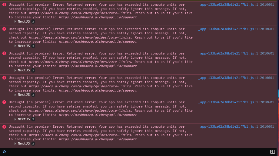 Error: Returned error: Your app has exceeded its compute units per second capacity. · Issue ...
