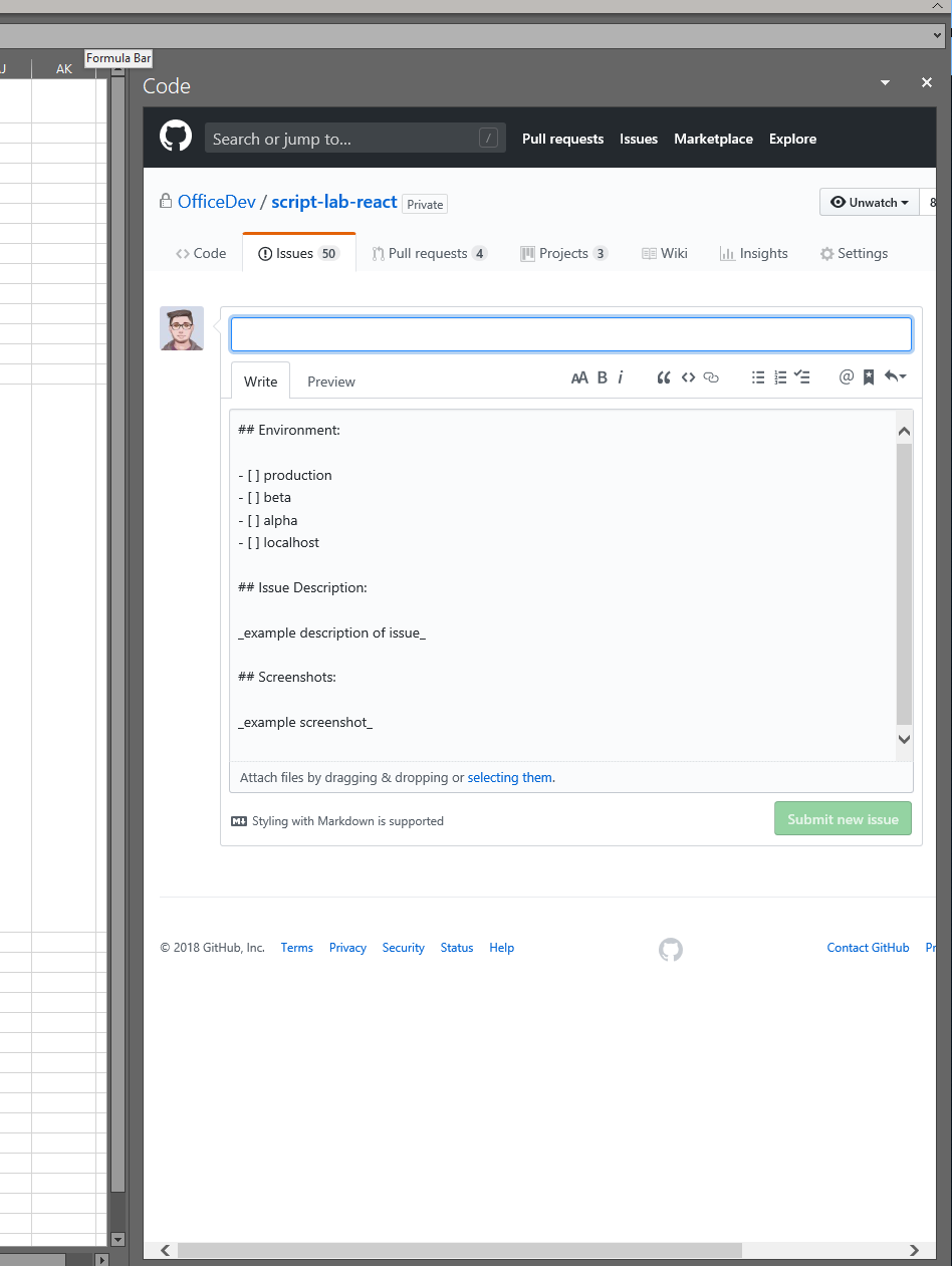 Bug?: Submit an issue experience · Issue #123 · OfficeDev/script-lab ...