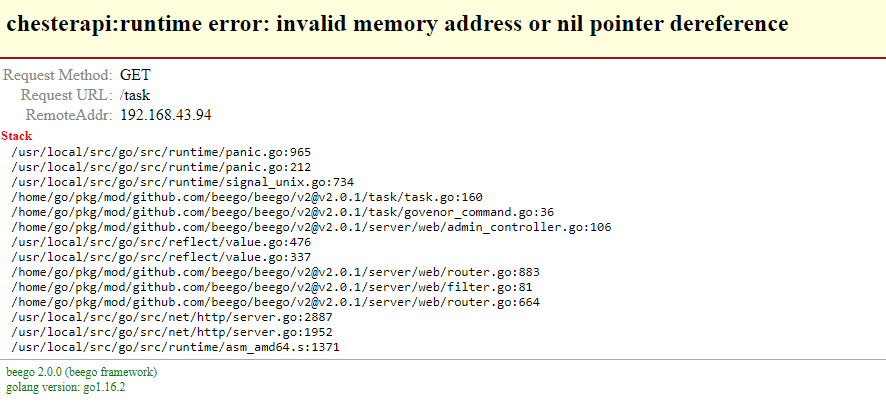 Get Error in the task moudle of Live Monitor · Issue #4673 · beego/beego · GitHub