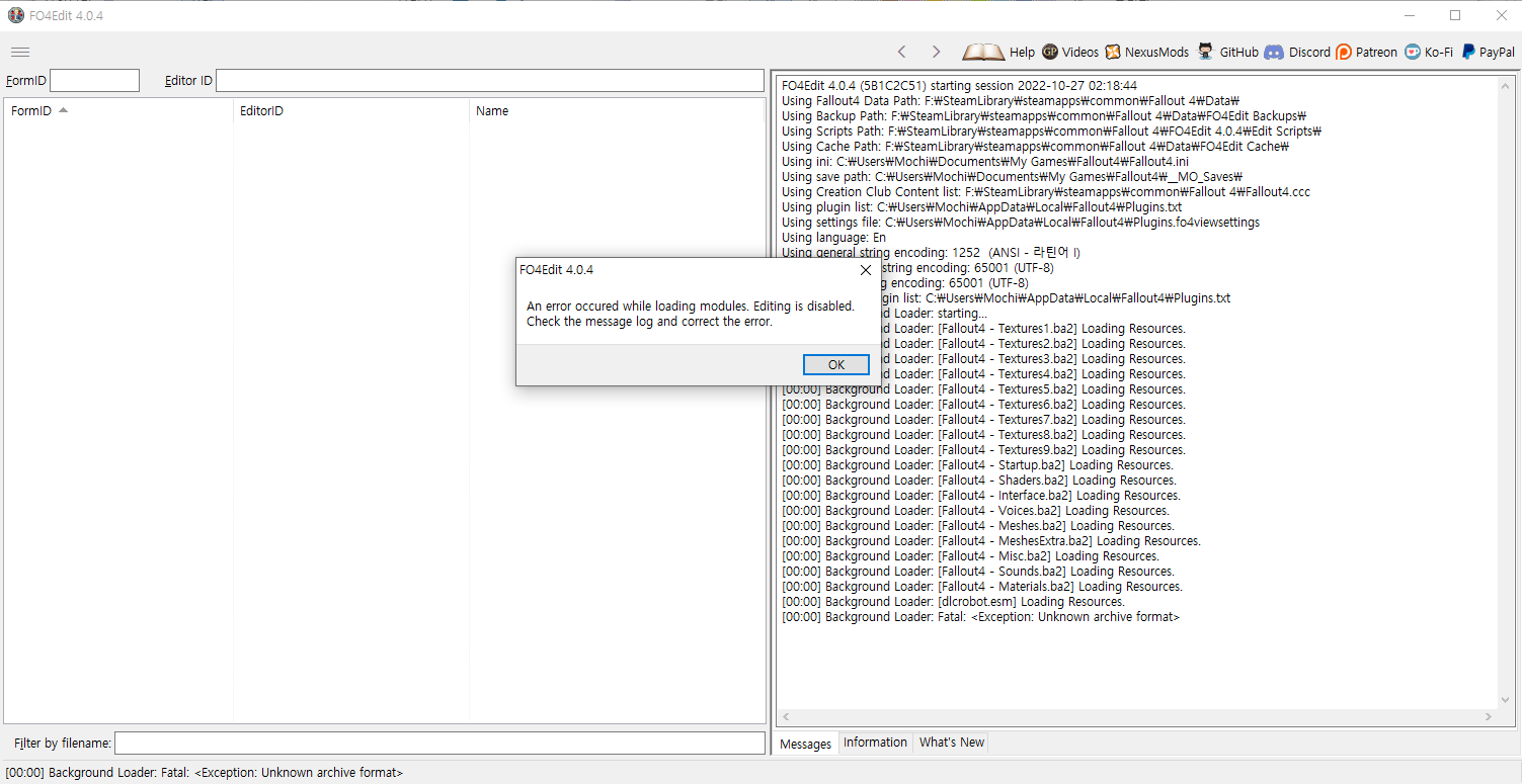 Background Loader: Fatal: · Issue #1049 · TES5Edit/TES5Edit · GitHub