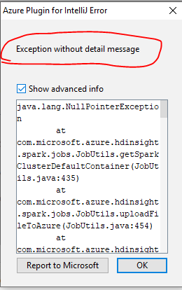 [IntelliJ][ReportedByUser] [Log][Spark]Azure Plugin for IntelliJ Error - [HDInsight] invalid ...