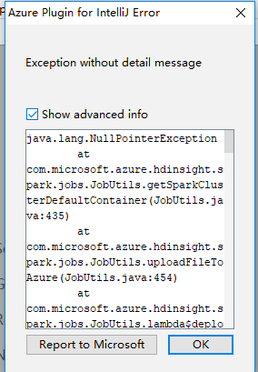 [IntelliJ][ReportedByUser] [Log][Spark]Azure Plugin for IntelliJ Error - [HDInsight] invalid ...