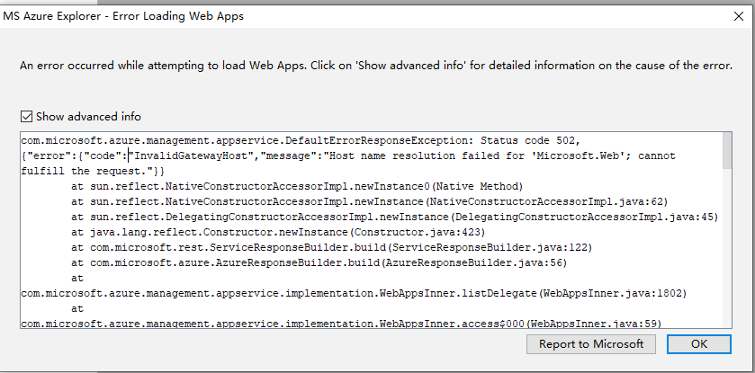 Intellij Serverless An Error Occured When Refresh Azure · Issue 2889 · Microsoftazure