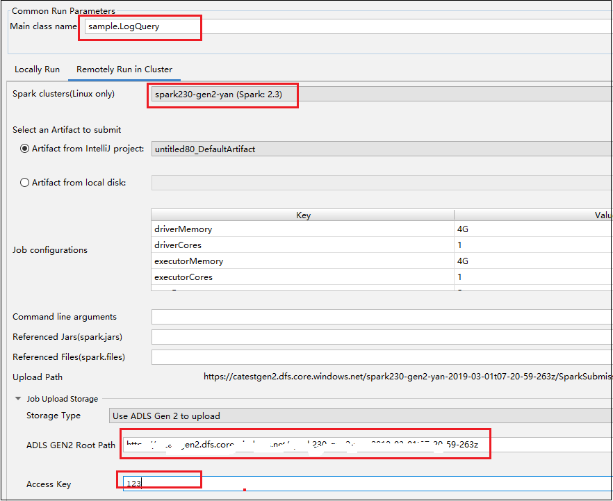 [intelliJ][gen2 cluster]Can not save HDInsight configuration with empty access key. · Issue ...