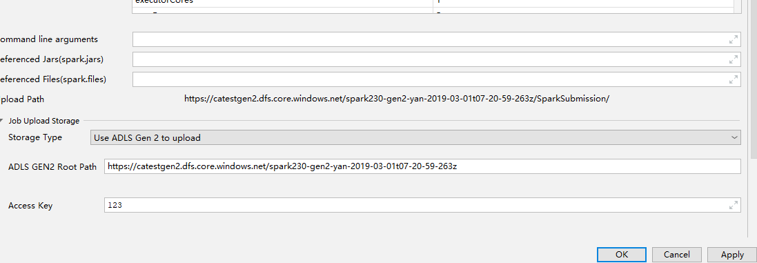 [intelliJ][gen2 cluster]Can not save HDInsight configuration with empty access key. · Issue ...