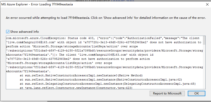 Intellij Reader Account Error Loading Storage Accounts · Issue 3055
