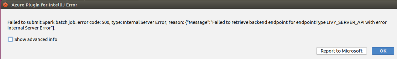 Intellij Spark On Cosmos Get Error Message When Submit Job With Clusters Provisioned By Others