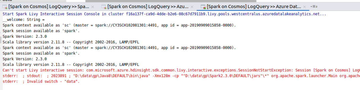 [intelliJ][spark interactive console]Get error when run livy interactive console for hdinsight ...