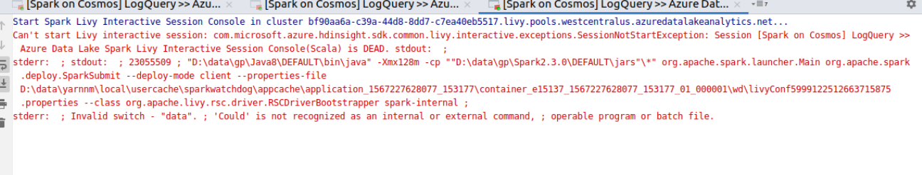 [intelliJ][spark interactive console]Get error when run livy interactive console for hdinsight ...