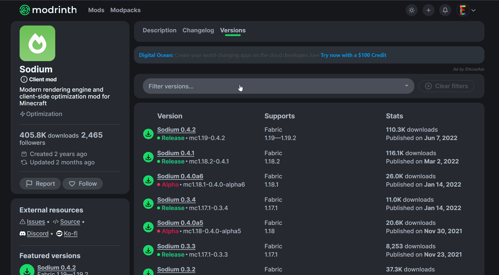 Create URL for filters in a project · Issue #1829 · modrinth/code · GitHub