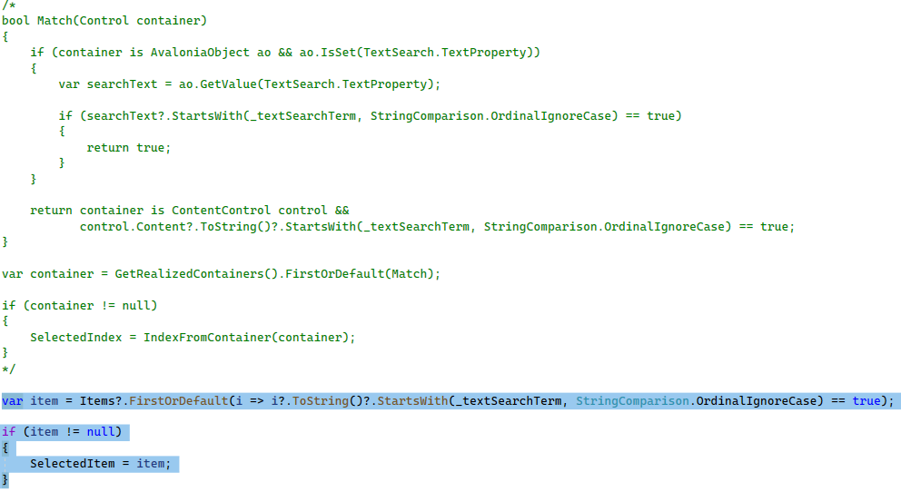 [SelectingItemsControl] TextSearch in all items, not only realized items · Issue #12490 ...