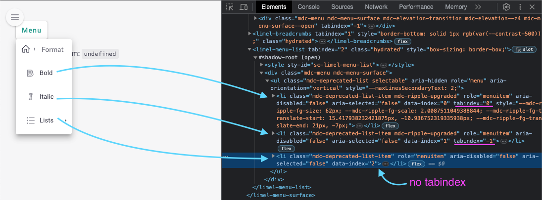limel-list: keyboard navigation is broken for lists with checkboxes or radio buttons (affects ...