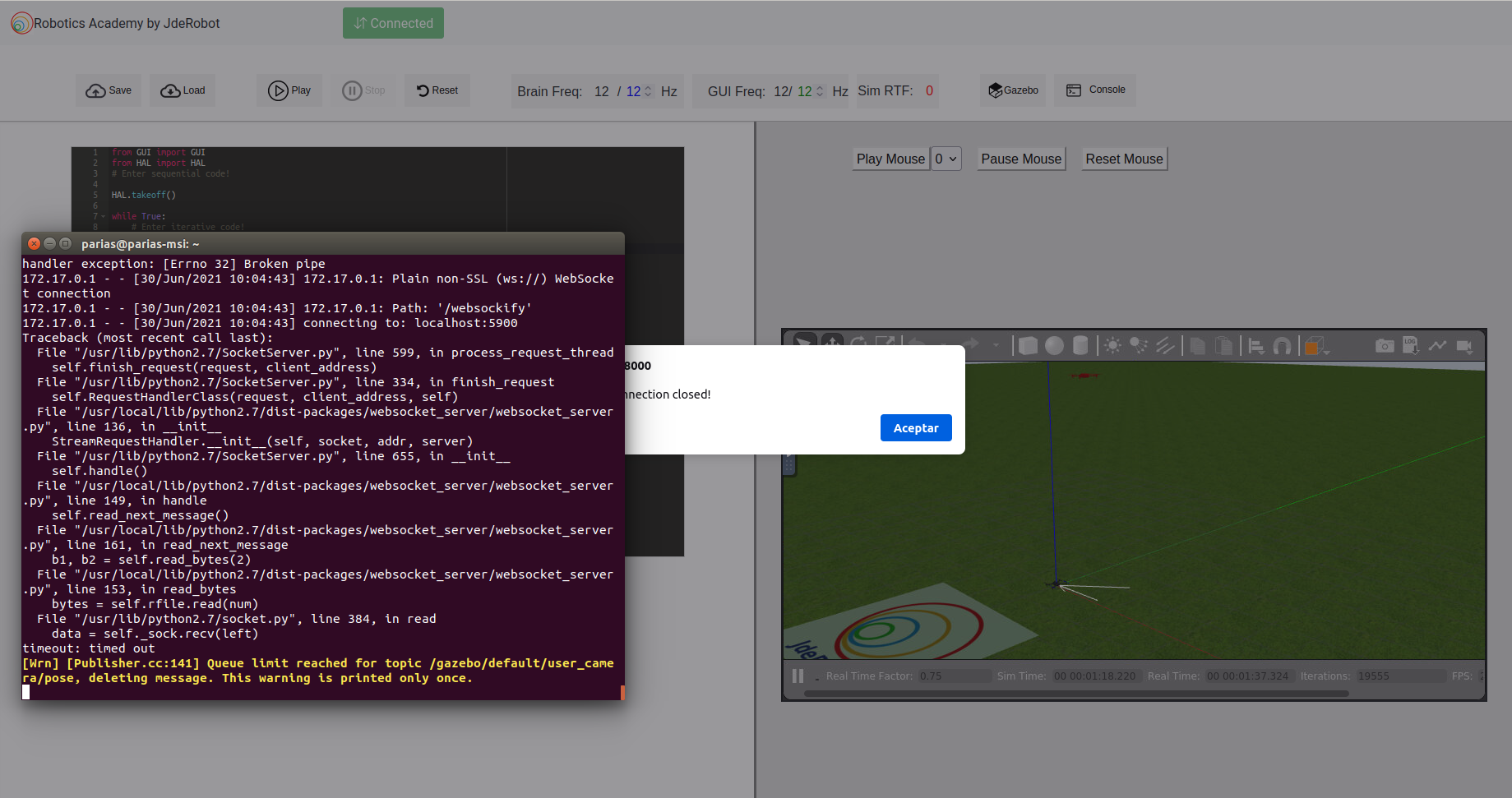[RADI] Connection closed automatically after a while of the stablishment · Issue #1096 ...