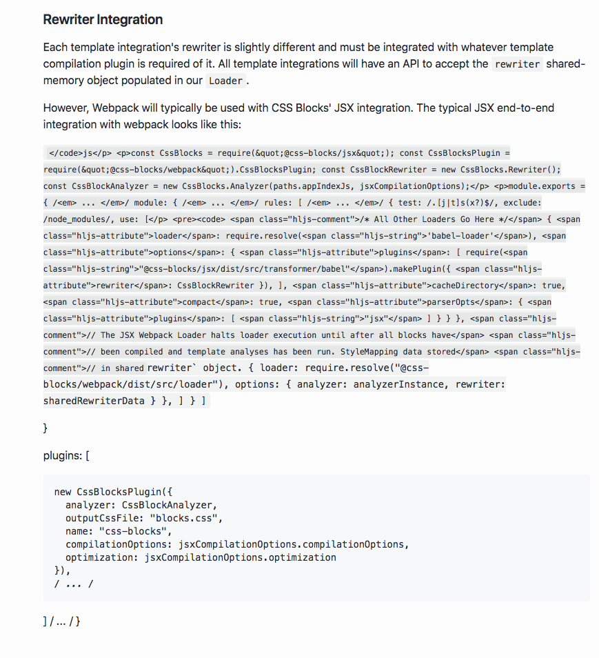 Codeblock Render Error In The Css Blockswebpack Documentation · Issue 191 · Linkedincss 