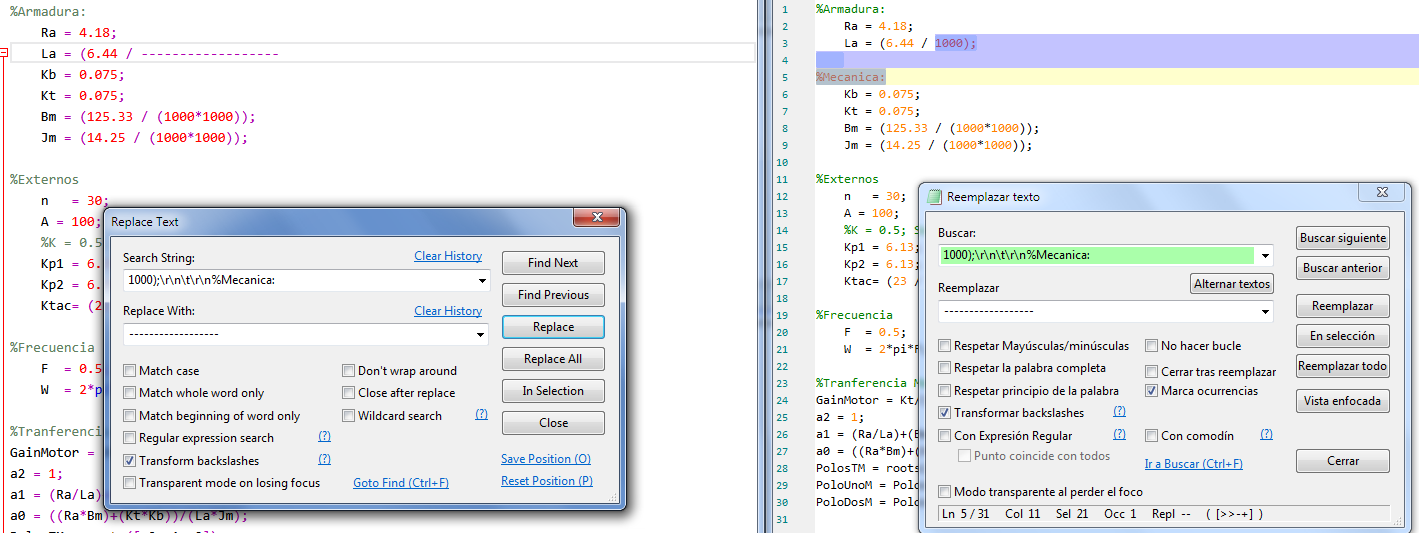Findreplace Feature Request To Improve When Select A Text With Transform Backslashes