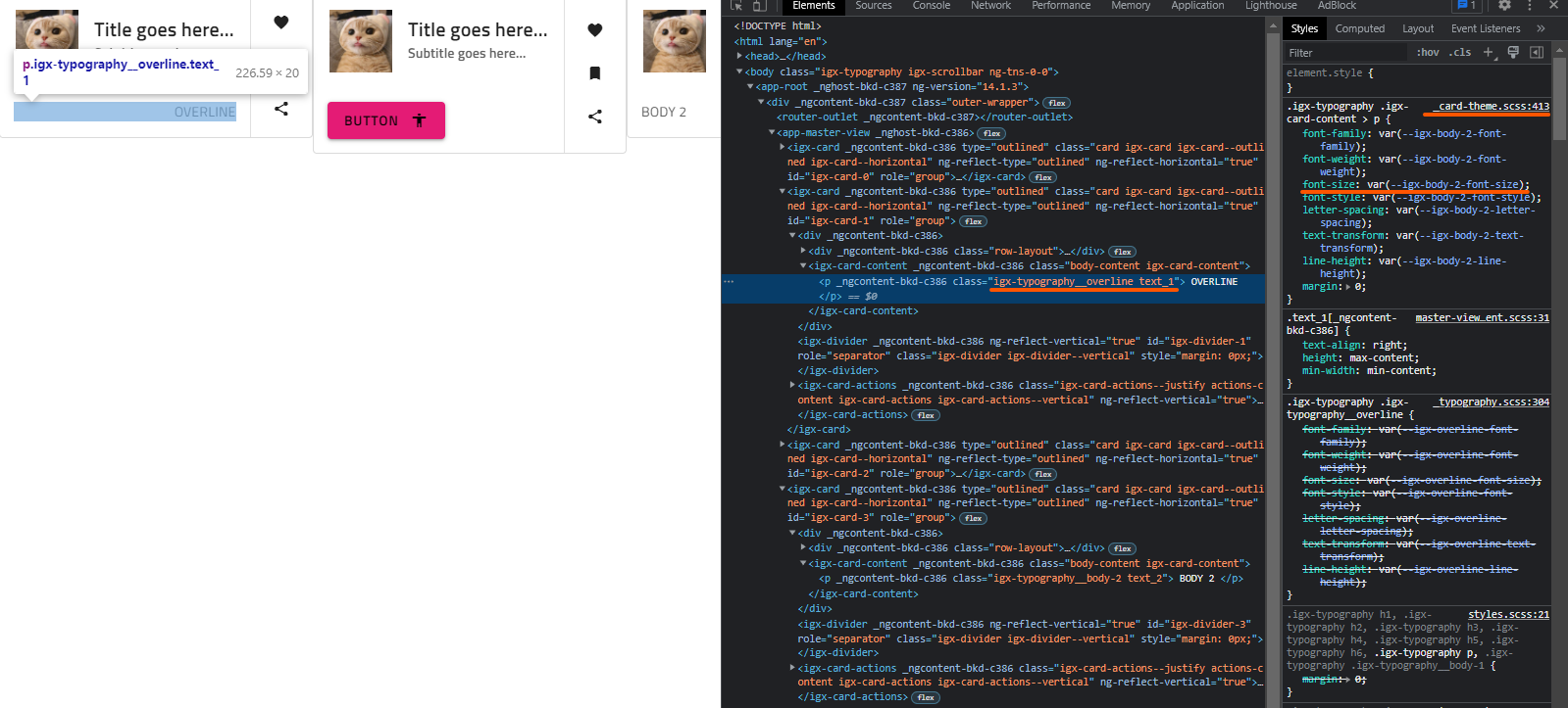 Actions column card overrides paragraph styling · Issue #12511 · IgniteUI/igniteui-angular · GitHub