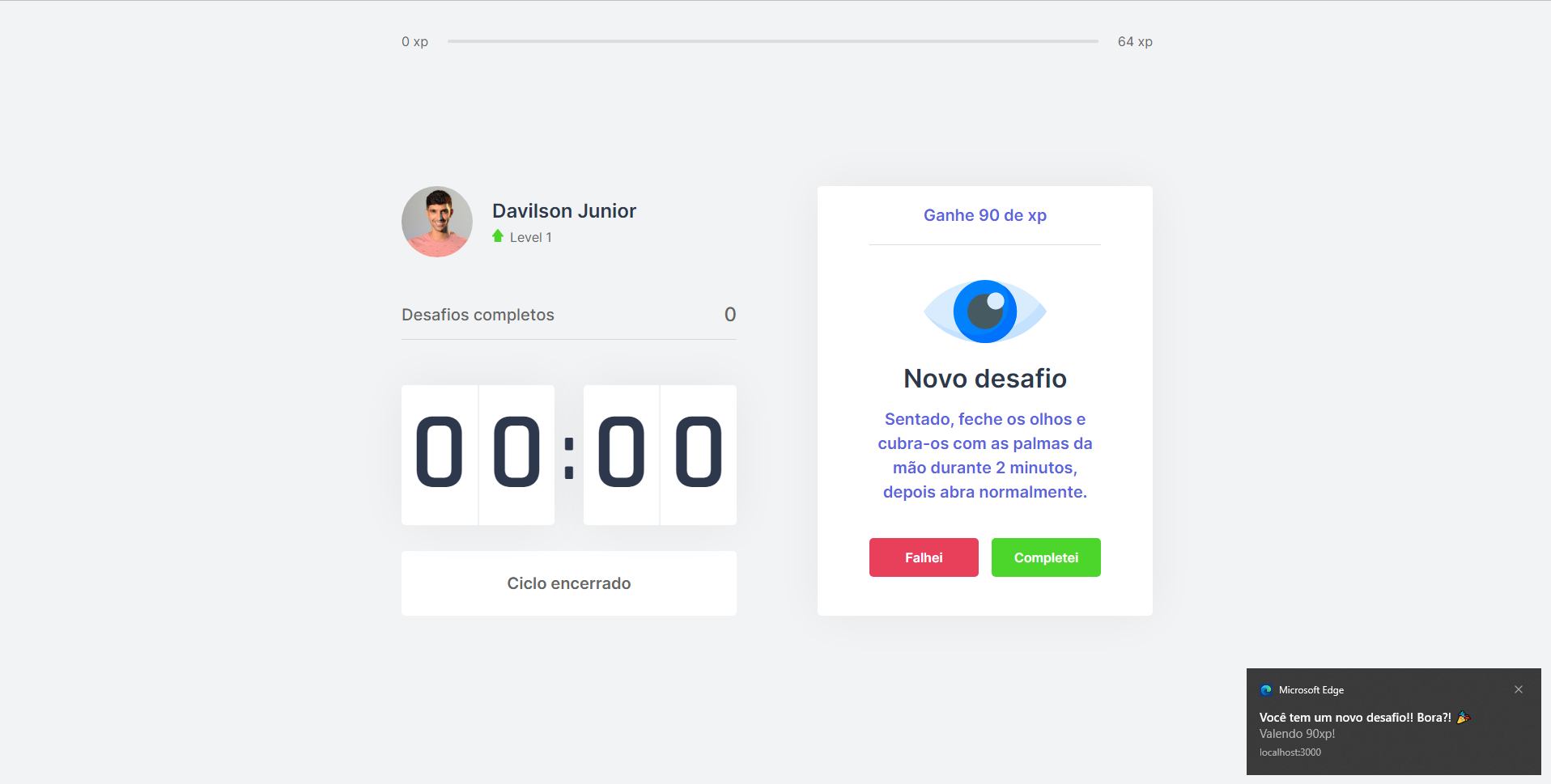 GitHub - DavilsonJunior/moveit: Projeto desenvolvido no evento NLW da Rocketseat