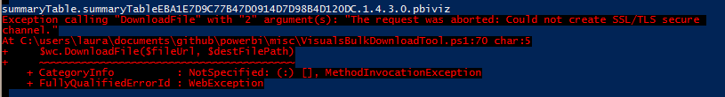 VisualsBulkDownloadTool powershell script errors · Issue #1 · SteveWinward/PowerBI · GitHub