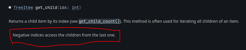 [Godot4] TreeItem.get_child() not correct with negative · Issue #63420 · godotengine/godot · GitHub