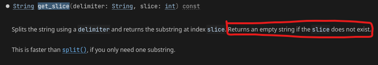 String.get_slice return Raw String · Issue #78459 · godotengine/godot · GitHub