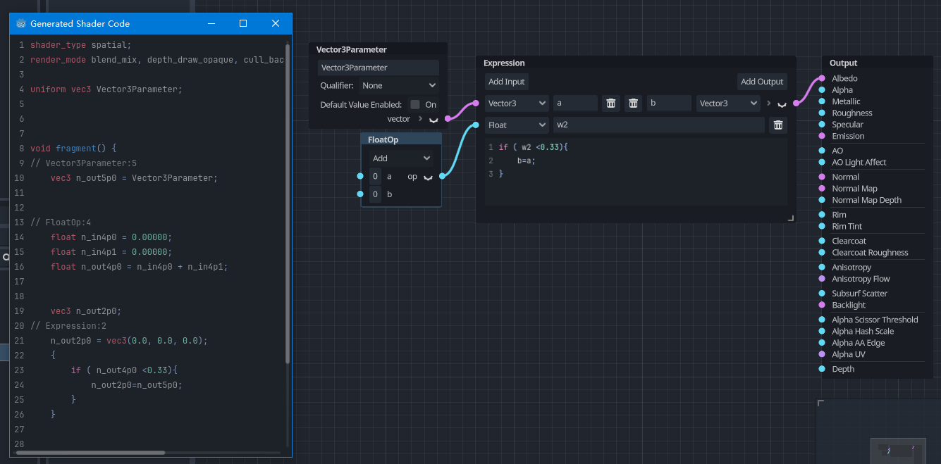 VisualShader's Expression parse error when variable no space · Issue ...