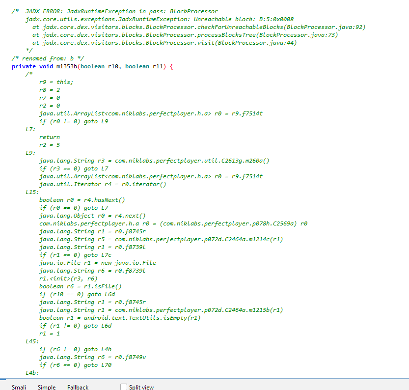 Blockprocessor Error While Decompiling [core] · Issue 1736 · Skylot Jadx · Github