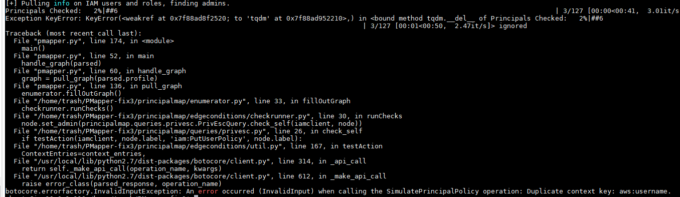 facing the error "Exception KeyError: KeyError( ,)" · Issue #3 · nccgroup/PMapper · GitHub