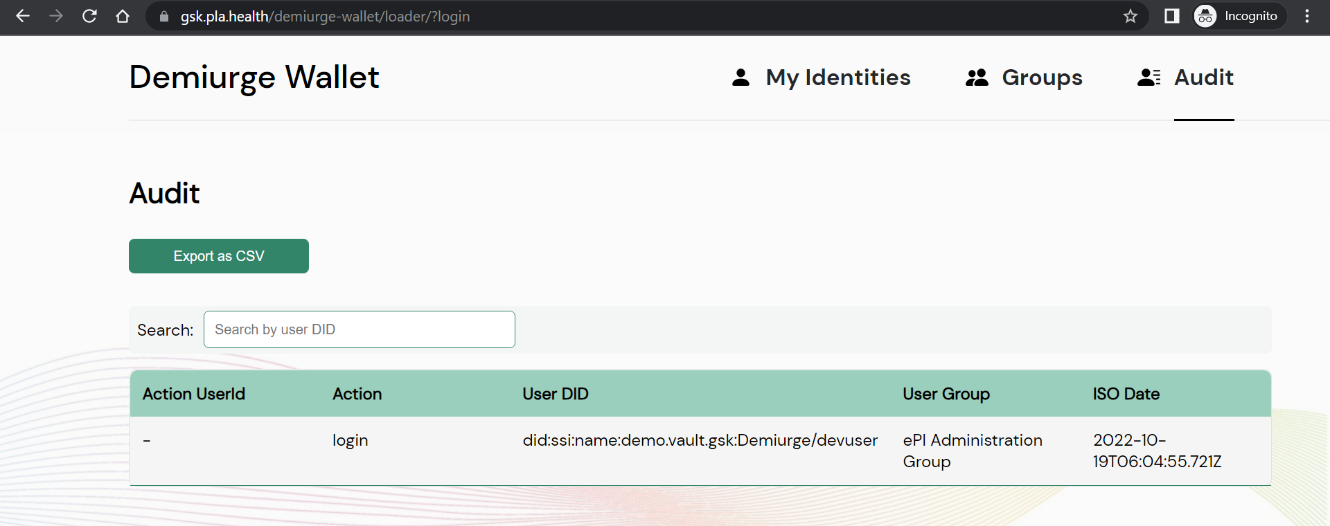 Demiurge Audit Trail bugs · Issue #964 · PharmaLedger-IMI/epi-workspace ...